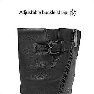 DREAM PAIRS Girls Buckle Zipper Knee High Winter Boots,Size 2 Little Kid,Black,Atlanta-K