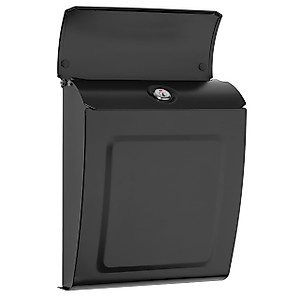 Architectural Mailboxes Aspen Galvanized Steel, Locking, Wall Mount Mailbox, 2594B-10, Black, Small Capacity