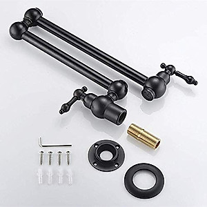 AYIVG Brass Single Hole Two Handle Pot Filler Folding Faucet (Black)