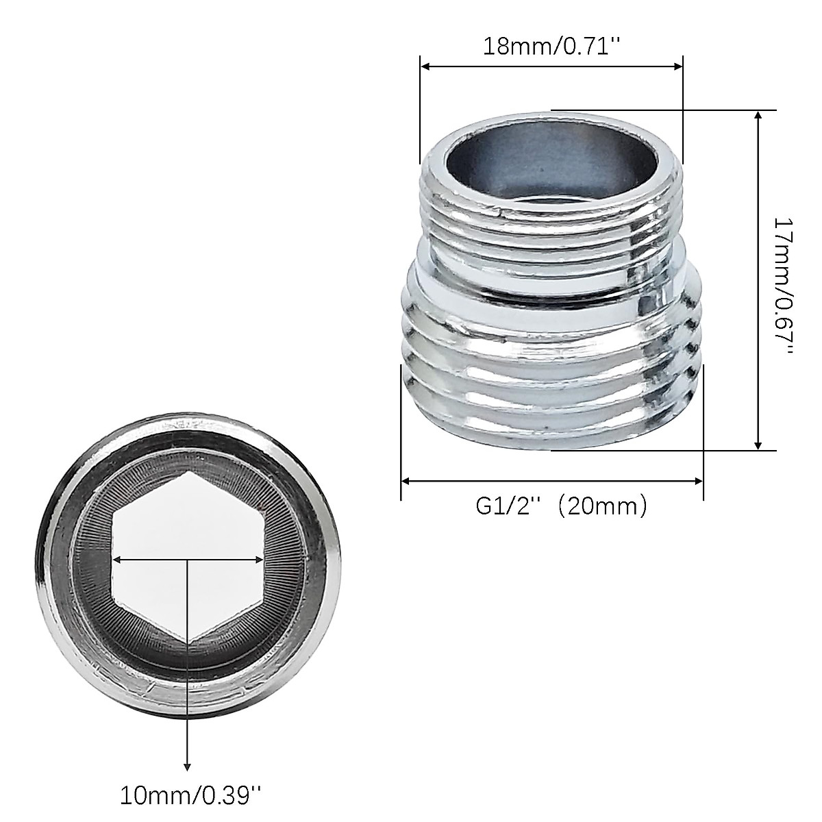 2 Pcs Faucet Adapter Kitchen Sink Faucet Adapter Fitting for Connecting Garden Hose, Water Filter, Standard Hose, 18 mm Male to G1/2'' (20 mm) Male Adapter