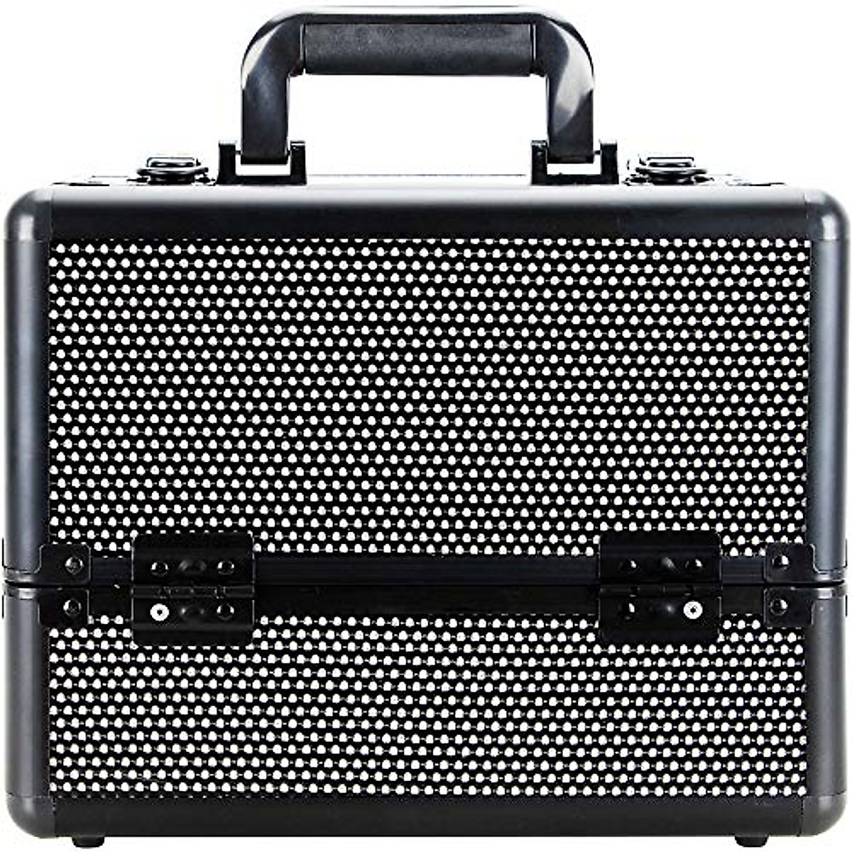 Ver Beauty 2-Tiers Extendable Trays Art Craft Tattoo Makeup Artist Cosmetic Storage Organizer Train Case Tool Box Shoulder Strap Key Lock, Black Krystal