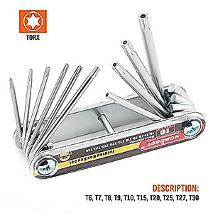 HORUSDY Tamper Proof Star Key Set (Folding) Security Torx Key Set Sizes Include T-6 to T-30