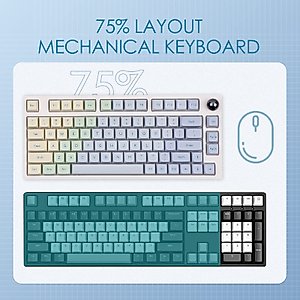 EPOMAKER TH80 Pro Wireless Gaming Keyboard, 3 Modes (2.4Ghz/Bluetooth 5.0/USB-C Wired) Mechanical Keyboard, Hot Swappable, RGB Backlit, for Windows/Mac/PS5/PS4/Xbox (Monet, Flamingo Switch)
