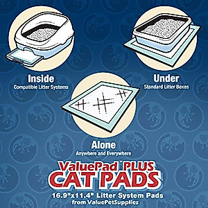ValuePad Plus Cat Litter Pads, 16.9x11.4 Inch, Unscented, 100 Count - Breeze Compatible Refills - Refill for Tidy Cat Breeze Litter System, Quick-Dry, Super Absorbent Gel Cat Pads