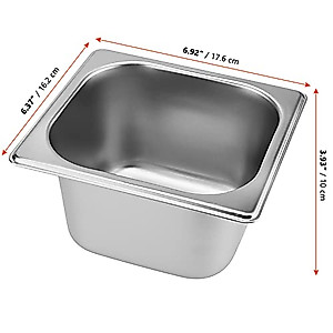 SINJEUN 8 Pack 1/6 Size x 4 Inch Deep Steam Table Pans, Stainless Steel Steam Pan Catering Food Pan for Restaurant, Hotel, Catering, Silver