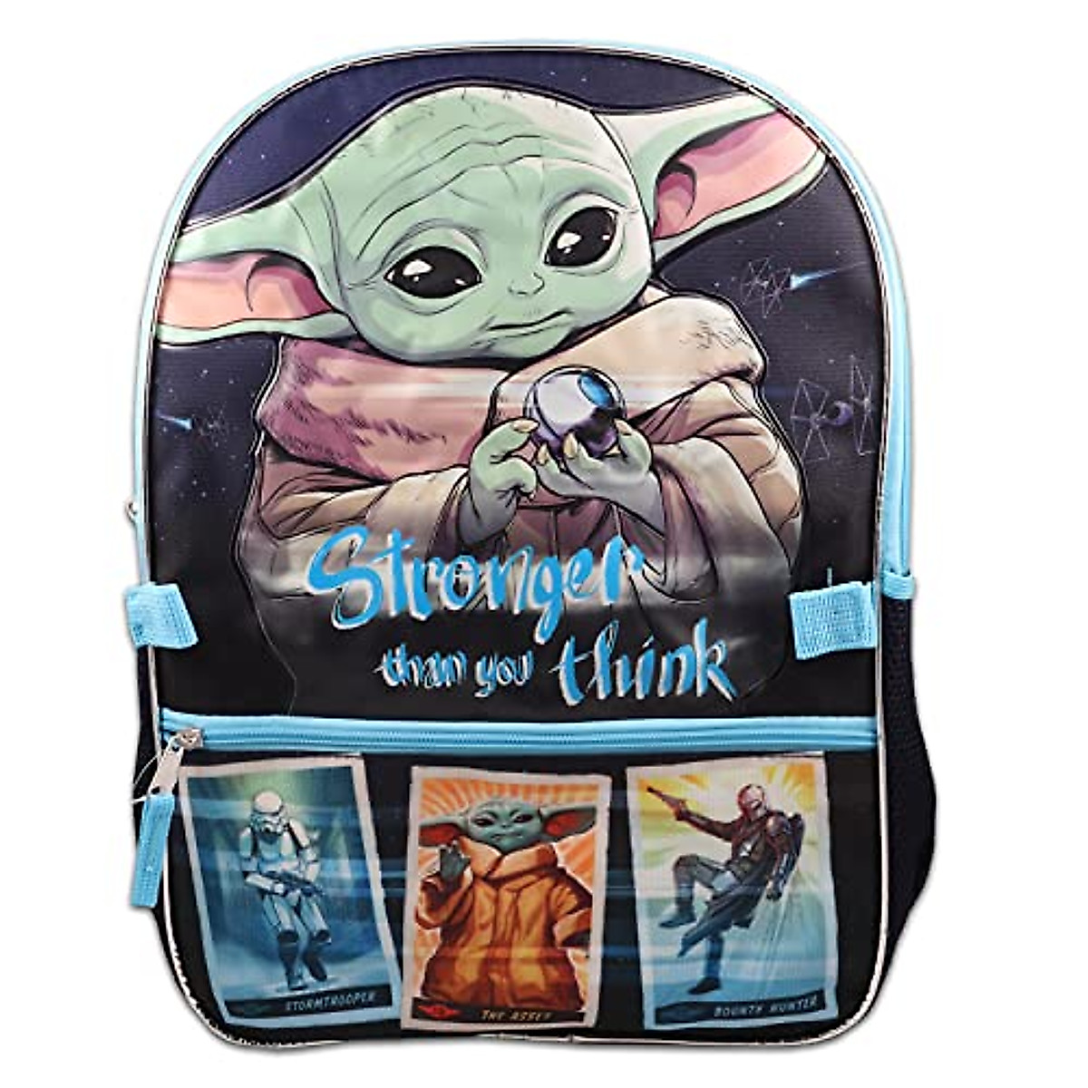Fast Forward Baby Yoda Backpack with Lunch Box Set - Bundle with Baby Yoda Backpack, Baby Yoda Lunch Box, Water Bottle, Stickers, More | Star Wars Backpack Kids