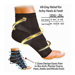 6 Pairs Dr Sock Soothers Socks Anti Fatigue Compression Foot Sleeve Support Brace Sock (Set A, L/XL)