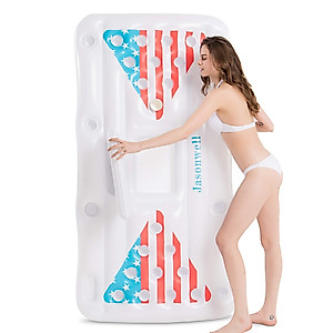 Jasonwell Pool Pong Games Float - Inflatable Pool Pong Table Set Pool Toys Party Games Accessories for Adults & Family 6 Feet Pool Lounge Raft with Cooler and 8 Pong Balls