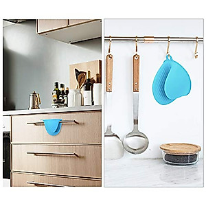 Vaincre 4PCS Silicone Oven Mitts Heat Resistant, Silicone Potholders for Kitchen, Mini Oven Mitts Rubber Oven Glove, Kitchen Mittens Pinch Mitts, Cute Cooking Mitts (Blue and Green)