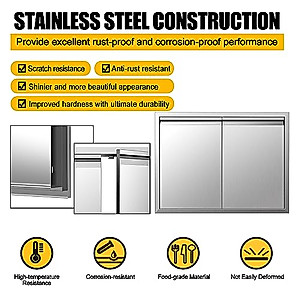 KODOM Outdoor Kitchen Doors - 31W x 24H Inch Double BBQ Access Doors, 304 Stainless Steel for Outdoor Kitchen Cabinet Grill Station or BBQ Island