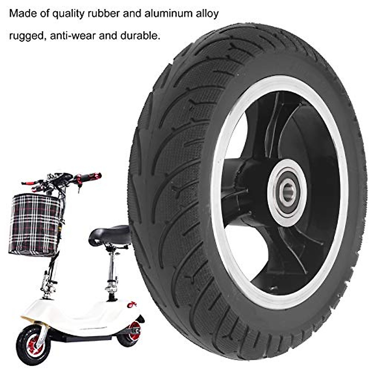 Solid Tire for Electric Scooter, Simple Installation Practical 200x50 Solid Tire Puncture Resistance with Hub Replacement for Electric Scooter