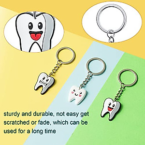 Tooth Shape Keychain Dentist Tooth Key Ring Dental Assistant Gifts Cute Tooth Ornament Decorative Keychain Ornament Dental Gift for Dental Students Office Staffs Dental Assistants, 12 Styles (36 Pcs)