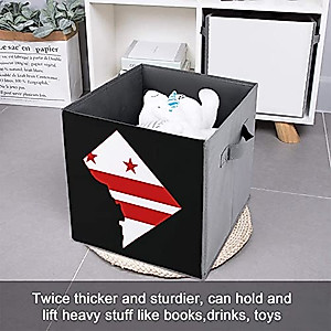 Flag Map of Washington DC Canvas Collapsible Storage Bins Cube Organizer Baskets with Handles for Home Office Car