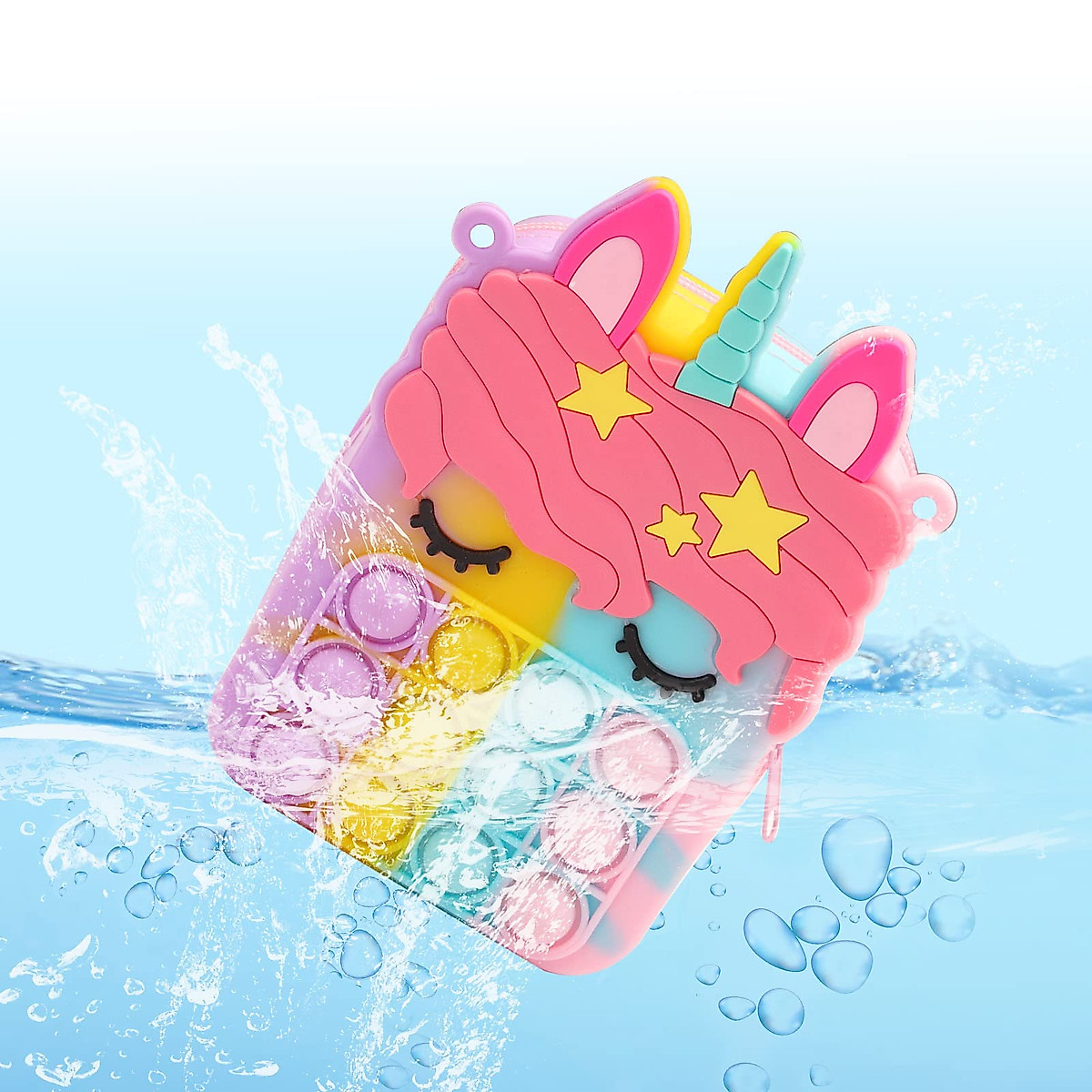 Unicorn Pop Purse for Girls Silicone Kids Bag Shoulder Toy Bubble Popper Lovely Sensory Stress Relief Students