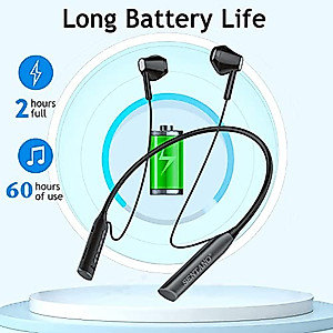 LKOKJ Neckband Earphones Wireless inEar Headphones with Mic, IPX5 Sport Earbuds Wireless fo