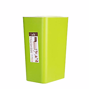 Trash Can Hflove Solid Color Plastic Toilet Trash Bin Push-Button Garbage Can (Green)