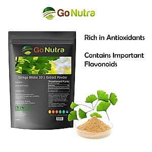 Go Nutra Ginkgo Biloba Extract Powder 10:1 Extra Strength Ginkgo Leaf | 8 oz. Pure Non-GMO