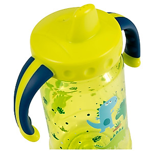 COOL GEAR 2-Pack 12 oz Gripper Sipper Cups For Kids & Toddlers - Dishwasher Safe, Spillproof, Leakproof Waterbottle With Handles For Babies - Shark/Dino