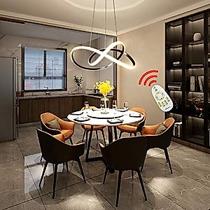Ziplighting LED Modern Pendant Light with Remote Dimmable Pendant Lighting Stepless Dimming Chandelier Contemporary Adjustable Ceiling Fixture Light for Dining Living Room Kitchen Island