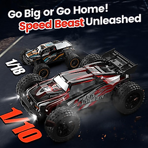 DEERC 9206E DIY Extra Shell 1:10 Scale Large RC Cars,48+ KM/H Hobby Grade High Speed Remote Control Car for Adults Boys,All Terrain 4WD 2.4GHz Off Road Monster RC Truck with 2 Battery for 40+ Min Play