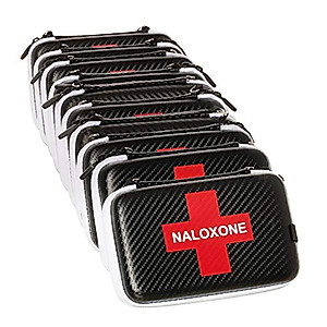 Naloxone Case for Opioid Overdose Kits | Custom Designed Hardshell Case Holds All Formulations of Naloxone | Does Not Include Naloxone (Cases Size: 7"x4.5"x 2") (Black - 10)