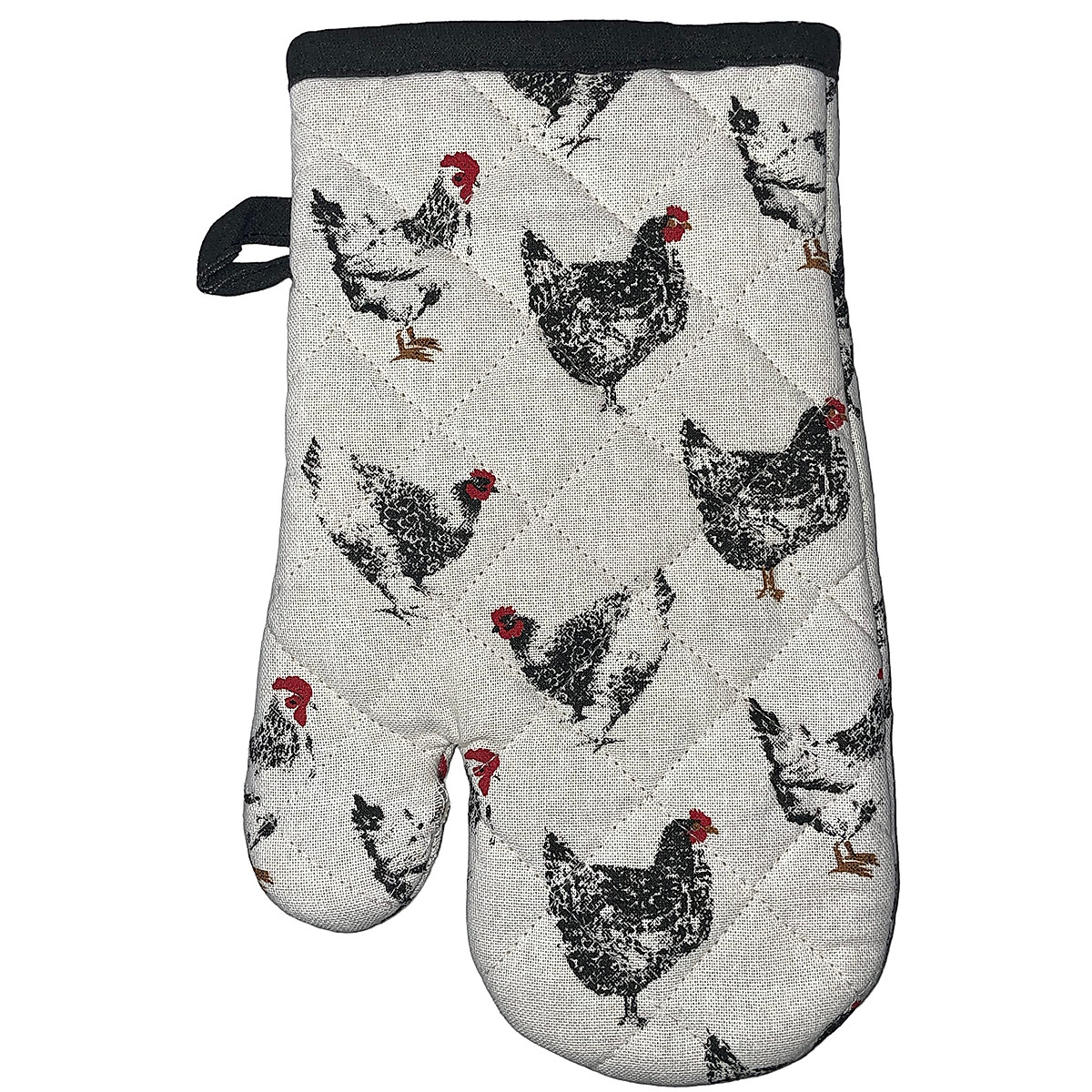 Set of 4, 100% Cotton, Farmhouse Design Black & White Rooster Sentiment Farmers Market, Kitchen Towel Set, Include 2 Kitchen Towels, 1 Pot Holder & 1 Ovenmitt.