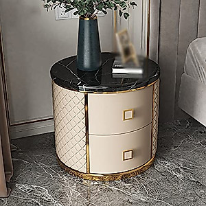 Bedside Tables Bedside Table Round Marble Bedside Cabinet Bedroom Furniture Storage Storage Nightstand Side Table (Color : Gold)