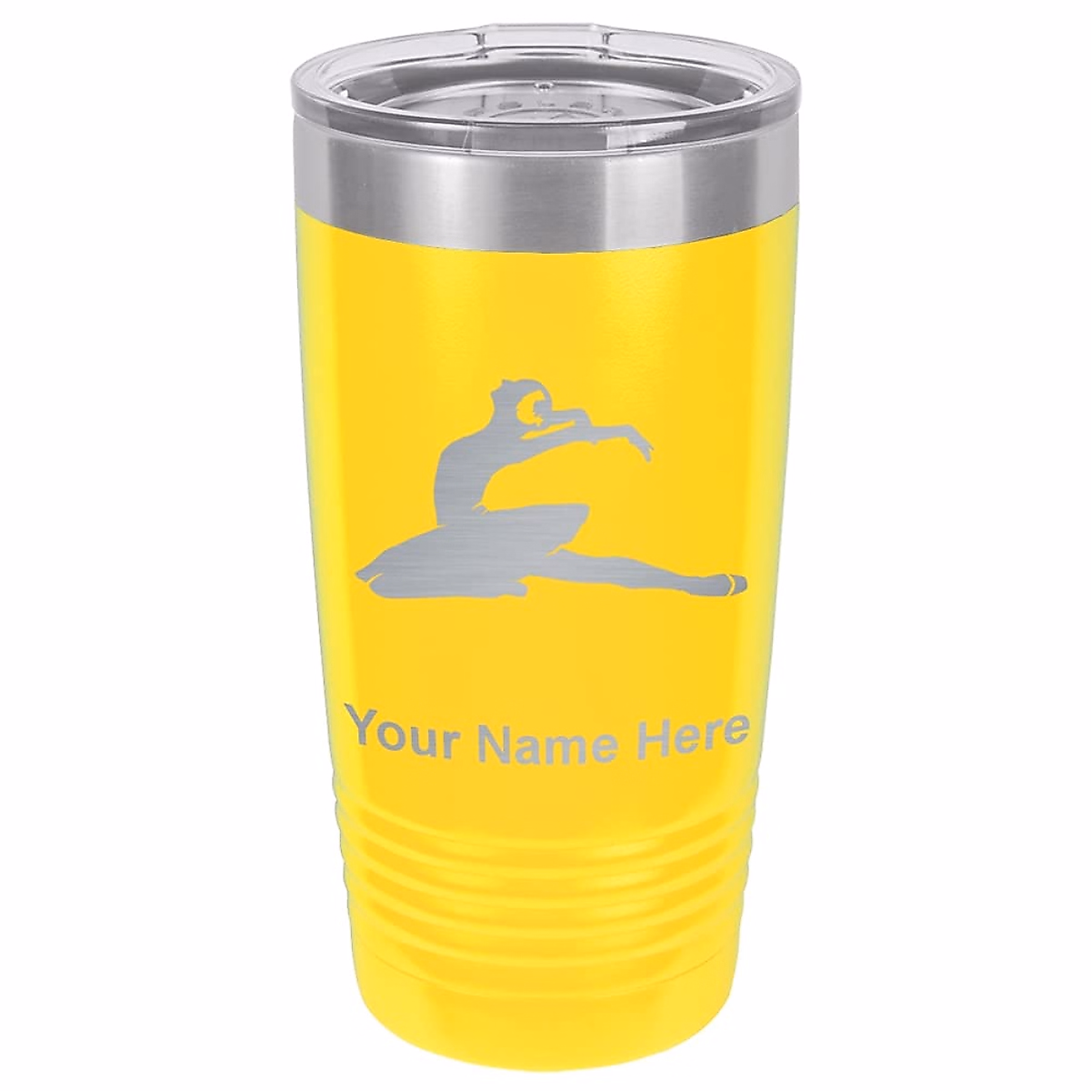 LaserGram 20oz Vacuum Insulated Tumbler Mug, Dancer, Personalized Engraving Included (Yellow)