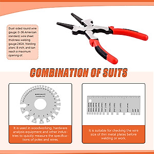 Tanstic 3Pcs 8 Inches Mig Welding Pliers with Stainless Steel Wire Gauge Welding Gauge Set, Multifunctional Welding Pliers for Wire Cutting, Metal Sheet Thickness Gauge Wire Cable Sheet Gauge