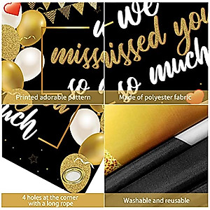 Welcome Home Decorations We Missed You So Much Banner Backdrop, Black Gold Welcome Back Home Family Party Supplies, Patriotic Military Homecoming Army Deployment Returning Back Poster Decor