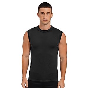 iiniim Muscle Tanks for Men Summer Sleeveless T Shirt Mock Turtleneck Undershirt Pullover Thermal Tops Black 3X-Large
