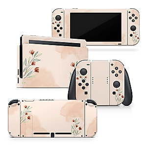 Tacky Design Flower Skin Compatible with Nintendo Switch Skin Wrap Cover, Watercolor Skin for Nintendo Switch Stickers, Premium Vinyl 3M Full Wrap Decal