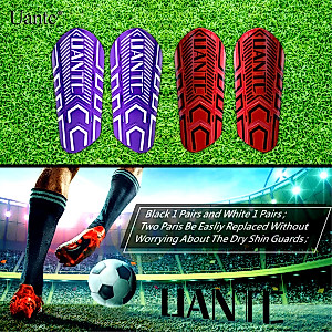 Uantc Soccer Shin Guards - Shin Guards Soccer Youths 2 Pairs - Kids Soccer Shin Guards Cushion Protection Reduce Shocks and Injuries - Shin Guards for Soccer Kids/Adults/Girls/Boys RedPurple M