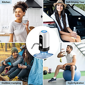 JOYHILL 5 Gallon Water Bottle Dispenser, USB Charging Water Bottle Pump, Portable Water Dispenser Pump for Camping (White)