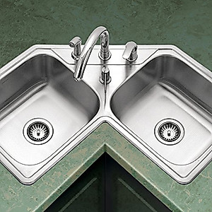 HOUZER LCR-3221-1 Kitchen Sink, 31-7/8 in. W x 31-7/8 in. D x 8 in. H, Stainless Steel