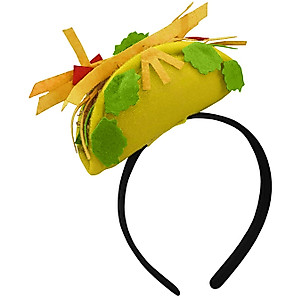 Nicky Bigs Novelties Mini Taco Hat Headband - Lightweight Festive Food Headband - Unisex Adult Cosplay Holiday Costume Accessory, Multi-color, One Size