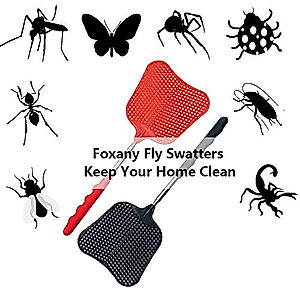 foxany Fly Swatters Extendable, Durable Plastic Fly Swatter Heavy Duty Set, Telescopic Flyswatter with Stainless Steel Handle for Indoor/Outdoor/Office (3 Pack)