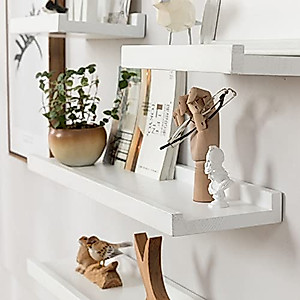 HOMWOO White Floating Shelves Oak Nnatural Wood Small Wall Shelf Modern Design Picture Ledge Shelf for Home, Living Room, Bedroom, Bathroom, Office 1pcs-12inches