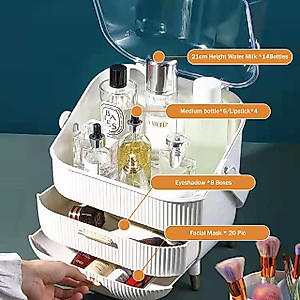 KOSA Large Makeup Organizer,Travel Makeup Case,Clear Cosmetic Storage Organizer,Looks Elegant Sitting on Your Vanity, Bathroom Counter or Dresser. Clear Design for Easy Visibility.(White)