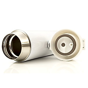 Insulated Stainless Steel Vacuum Flask Travel Mug, Leak Proof Beverage 16 Oz Thermos Bottle, White