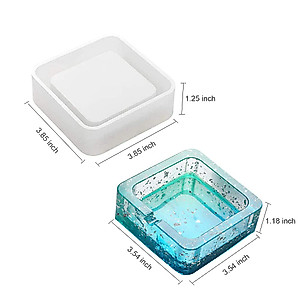 Ashtray Molds for Resin Casting Resin Silicone Molds for Ashtray Square and Round Large Size Resin Art Molds