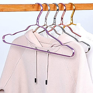 MRBJC Coat Hanger,10/20pcs(41cm),Metal Hangers,Space Saving Clothes Hangers with Notches, Heavy Duty Strong Wire Hanger for Shirt,Dress,Jacket Pink