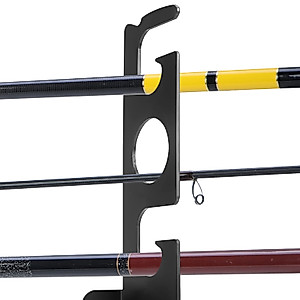 Iswabard Wall Mounted Fishing Rod Rack Horizontal Fishing Rod/Pole Holders for Garage, 4 Set, Wall or Ceiling Mounted Fishing Rod Rack Fishing Rod Storage, Metal