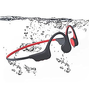 Waterproof Bone Conduction Bluetooth Headphones Ultralight Swimming Headphones IP68 Waterproof Bluetooth 5.3 Open Ear Wireless Sports Headset with MP3 Play 16G Memory for Running Swimming (Black&Red)