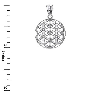 925 Sterling Silver Round Flower Of Life Sacred Geometry Spiritual Pendant