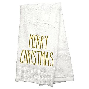 Merry Christmas Hand Towel - Embroidered Hand Towel - 100% Cotton Towel - Holiday Decor Dish Towels Fingertip Towel
