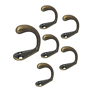 QCAA Single Prong Hook Hanger, Zinc Die Cast (6pack, Antique Brass)