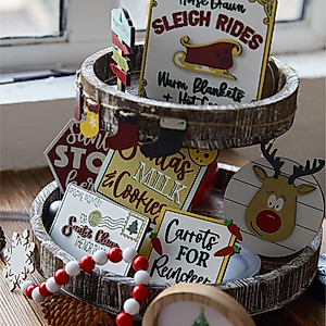 2PCS Christmas Tiered Tray Decor, Tiered Tray Christmas Decor Set, Tiered Tray Decoration, Christmas Wood Signs Christmas Decorations New Year Holiday Decor