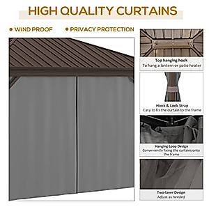LJMXE 10' X 12' Outdoor Hardtop Gazebo with Aluminum Frame, Metal Roof Gazebo Canopy with Curtains and Netting