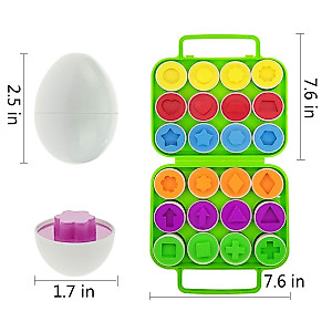 Beakabao 12pcs Color and Shape Matching Egg Set Montessori Toddler Education Classification Toys for Fine Motor Skills of The Fingers Muscles, Preschool Children Smart Puzzles Easter Gifts (Green)